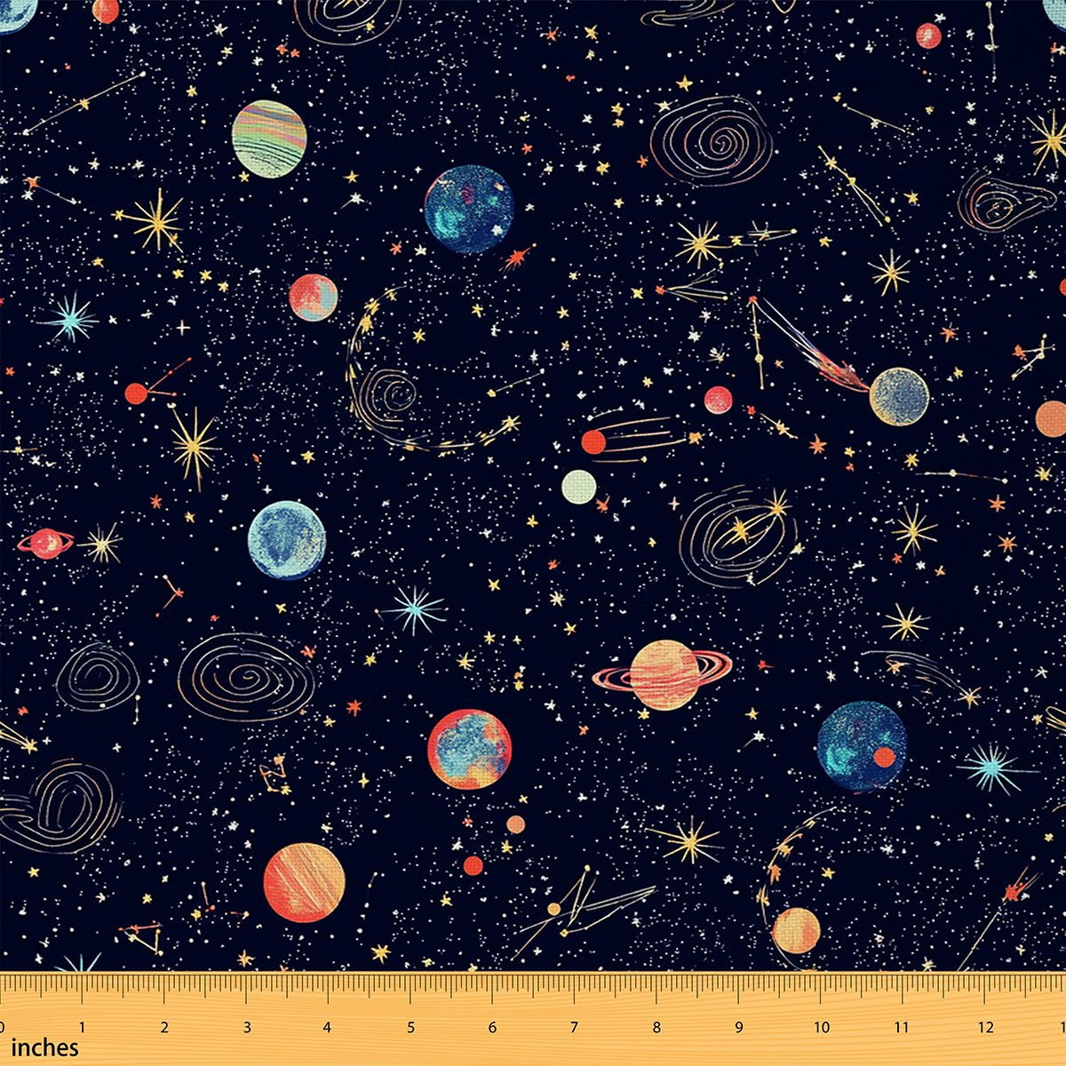Homewish Colorful Planet Fabric by the Yard 1 Yard,Universe Galaxy Home ...