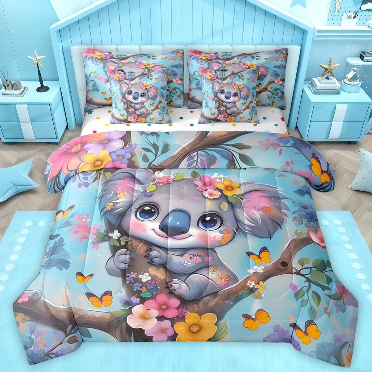 Homewish Colorful Rustic Butterflies 7 Pieces Bedding Comforter Set,Zoo ...