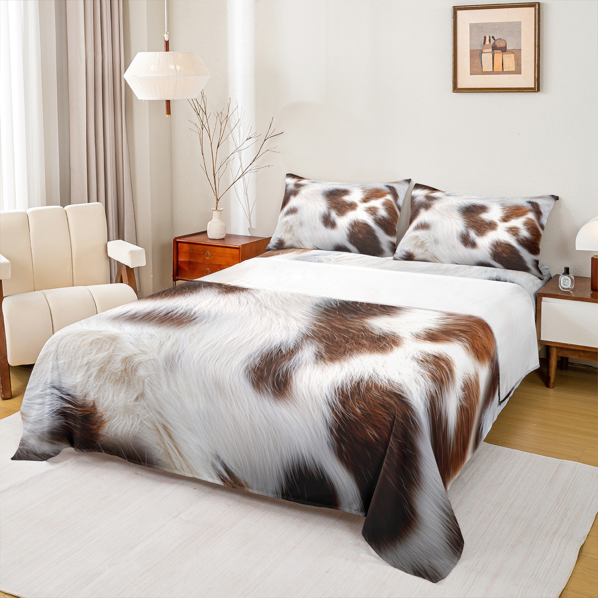 Homewish Country Cattle Hide Full Size Sheets,Rustic Farmhouse Cabin ...