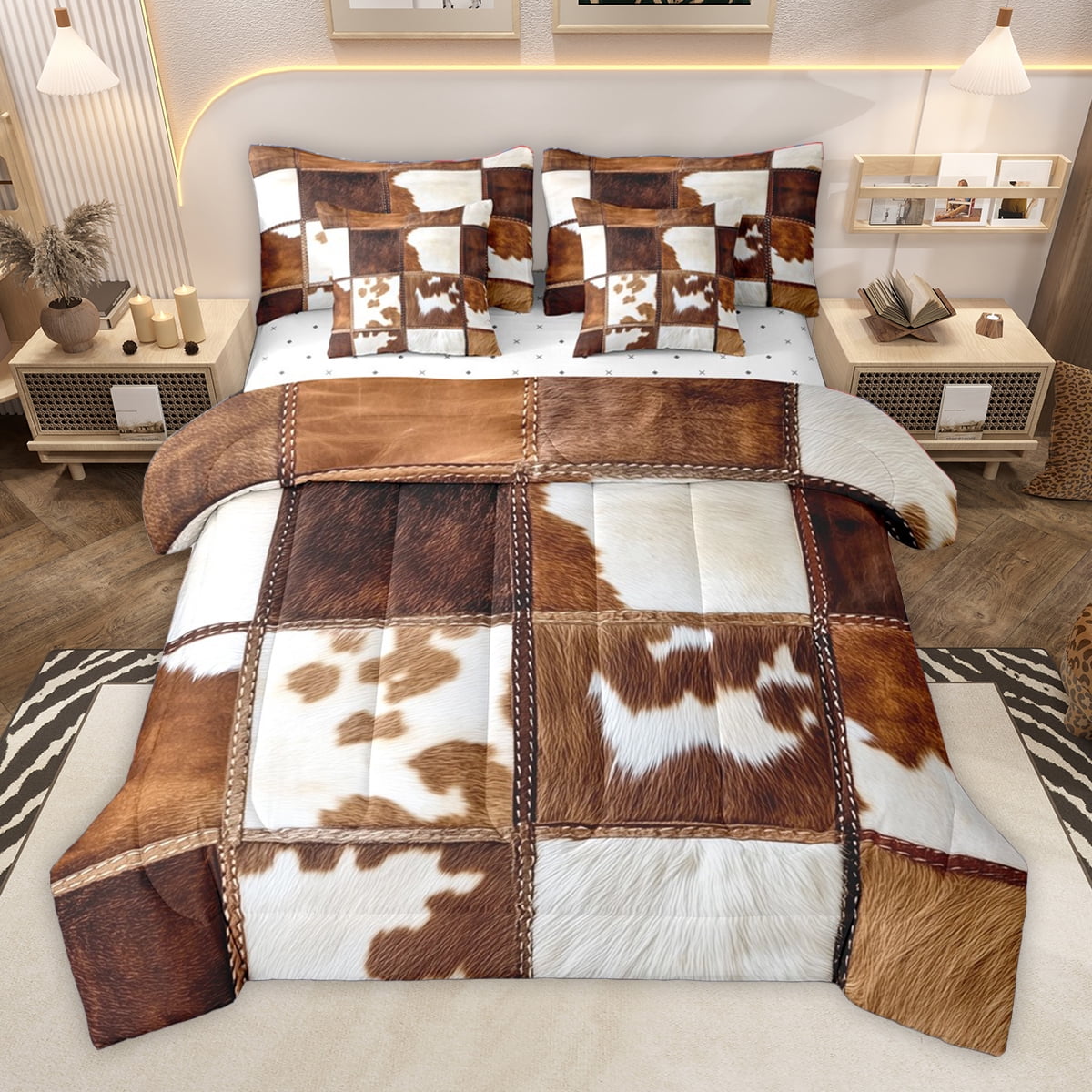 Homewish Country Farm Cowhide 7-Piece Twin Bedding Sets,Rustic ...