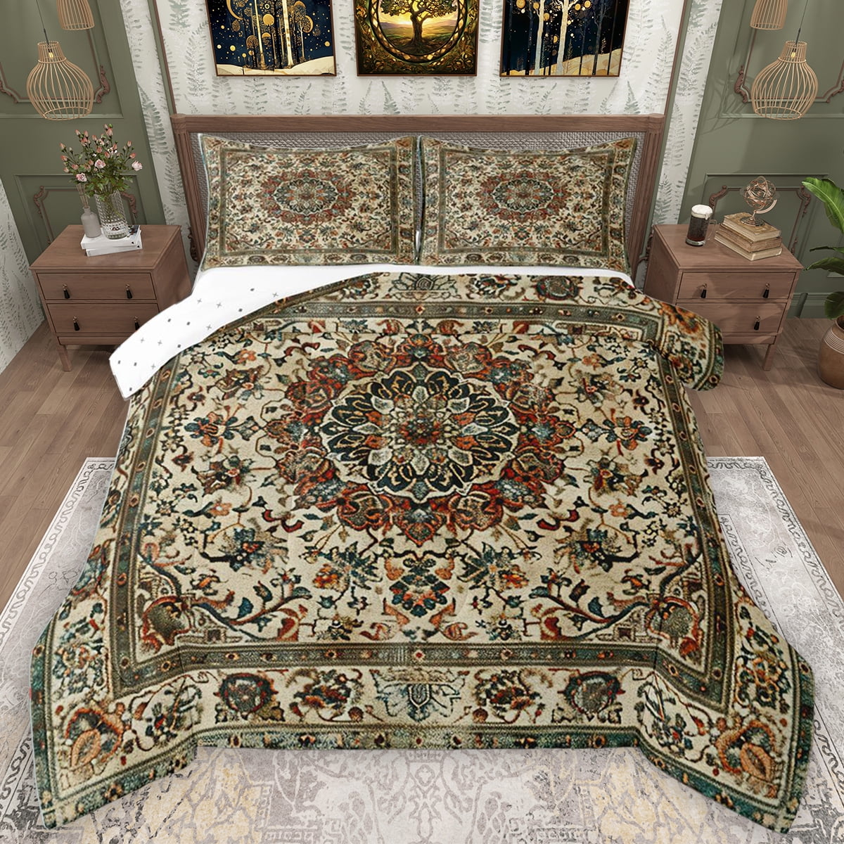 Homewish Country Flower Floral Queen Comforter Set,Rustic Farmhouse ...