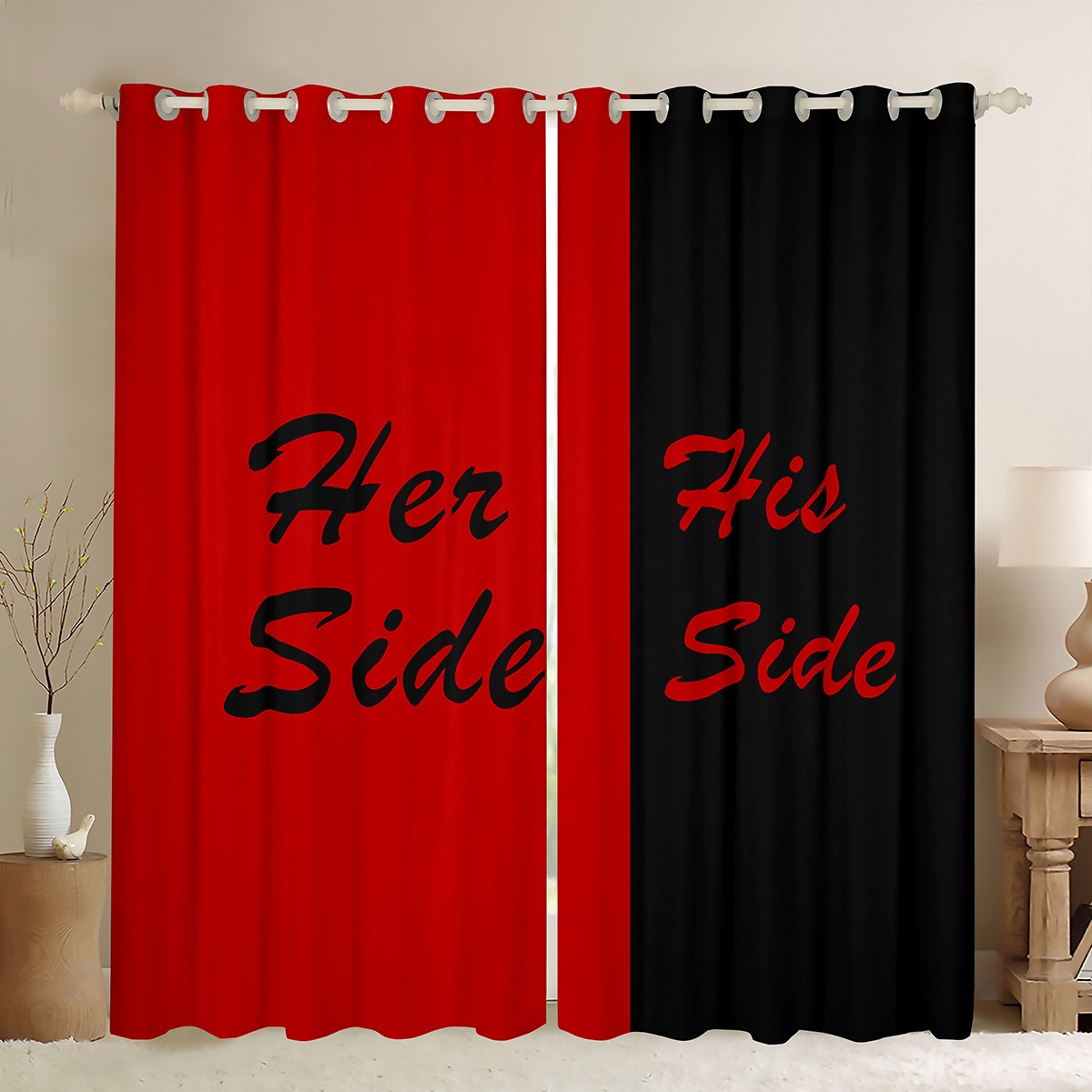 Homewish Couple Valentine's Day Blackout Curtains Set of 2 (52x84 Each ...