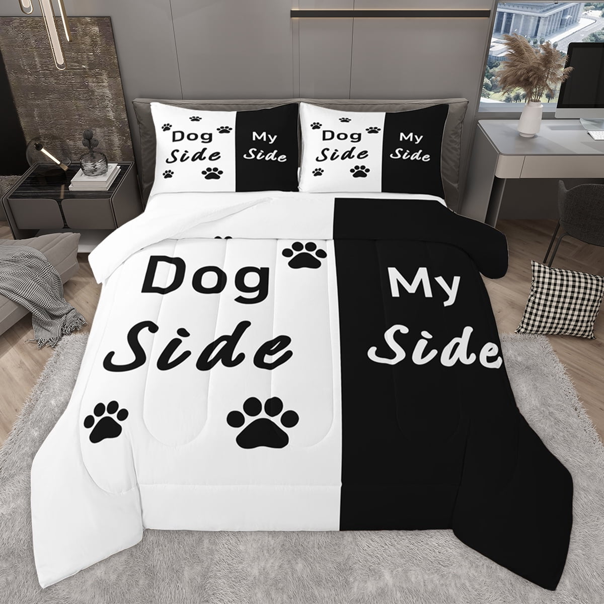Homewish Couple Valentine's Day Queen Comforter Set, Dog Side and My ...