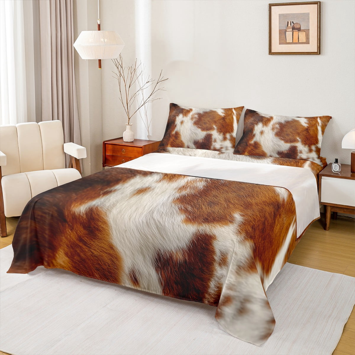 Homewish Cow Print 4 Pieces Queen Sheet Sets for Teens Boys Girls ...