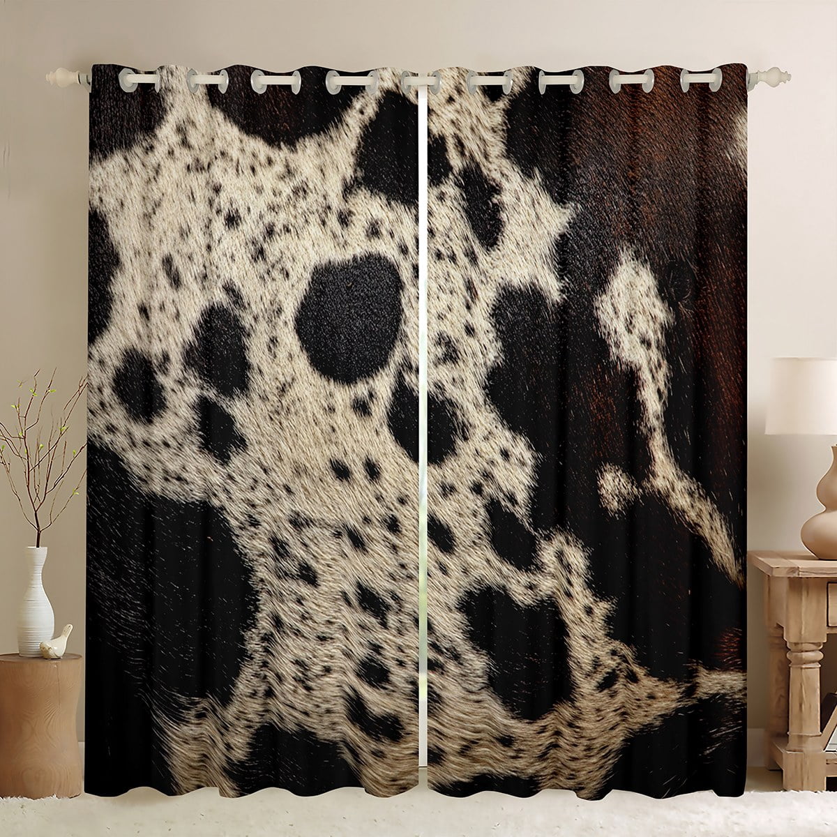 Homewish Cow Print Black Out Curtains for Female Men Adults,Animal ...