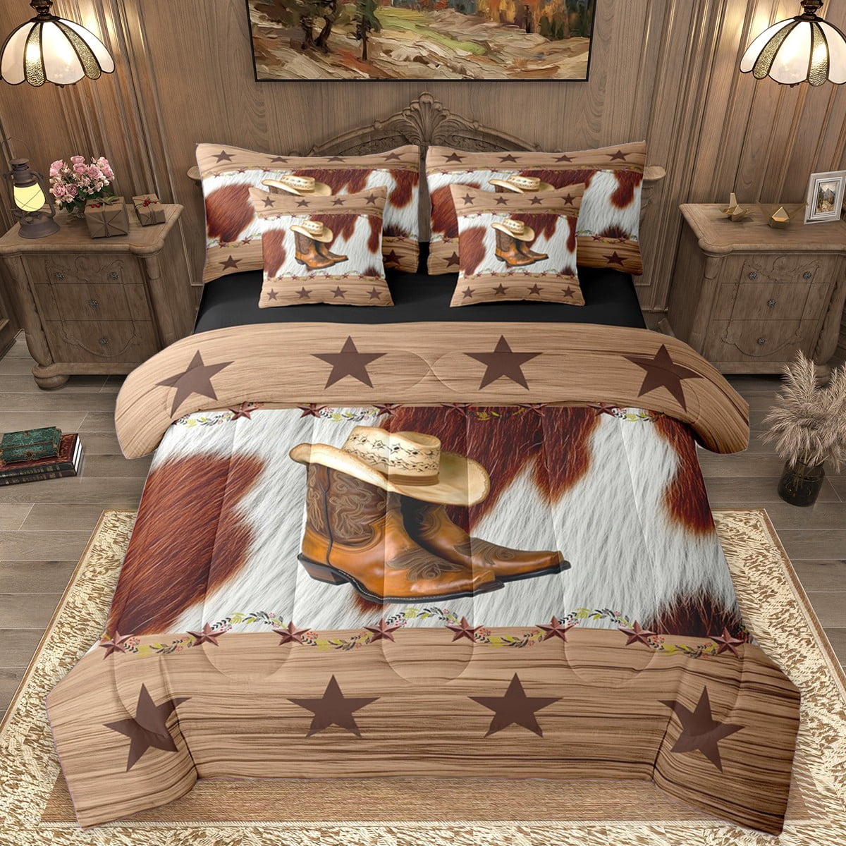 Homewish Cowgirl Boots Hat 7pcs Bedding Comforter Set For Adults Boys ...