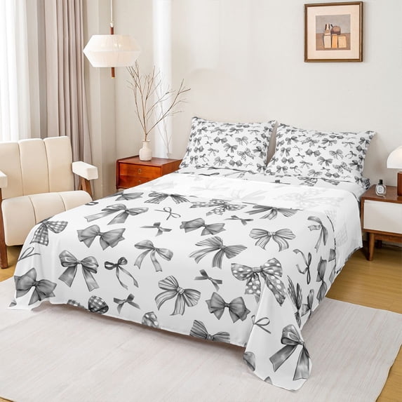 Homewish Cute Bow Full Size Sheets 4-Piece for Preppy Children Kids ...