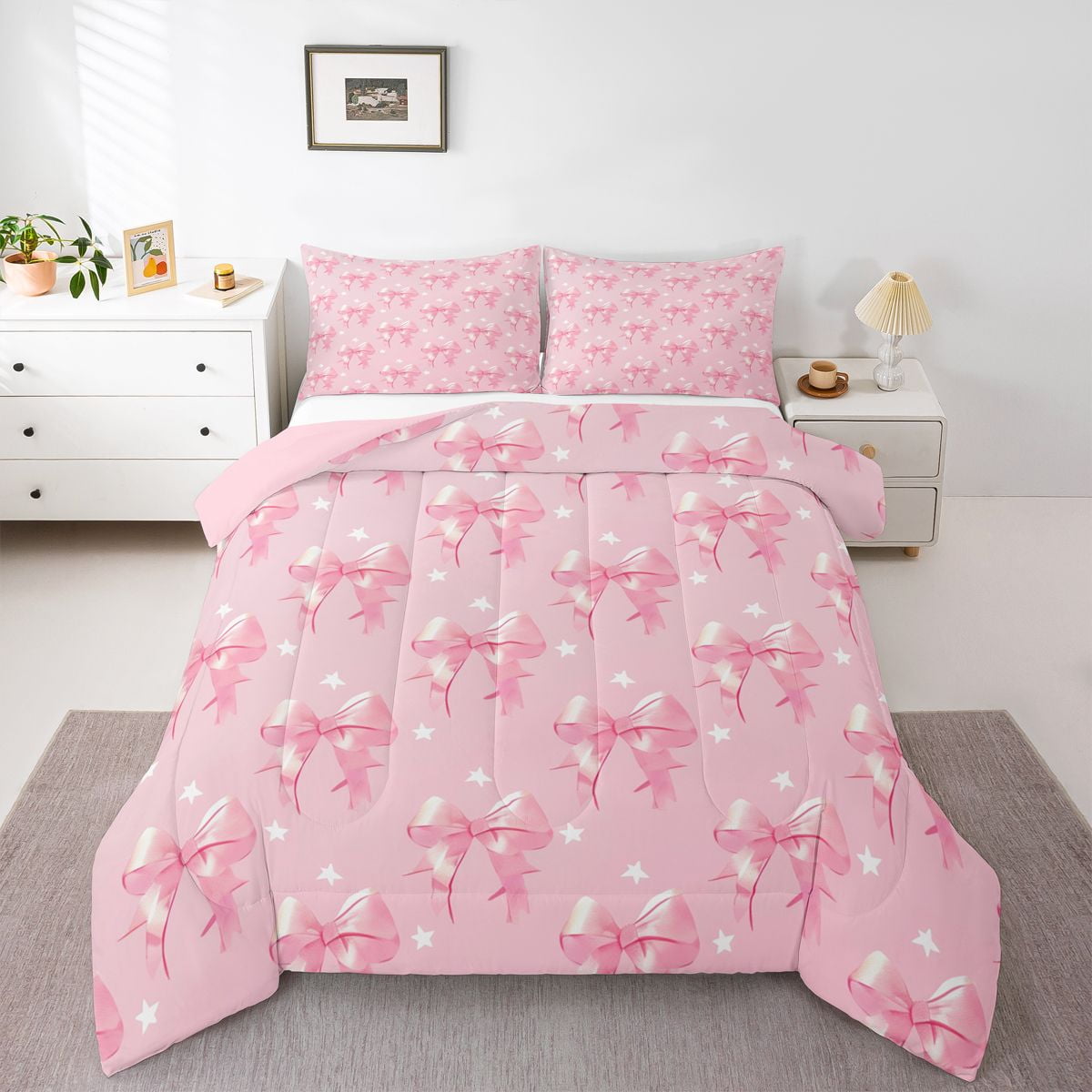 Homewish Cute Bowtie Ribbon Bedding Comforter Set,Cartoon Stars Print ...
