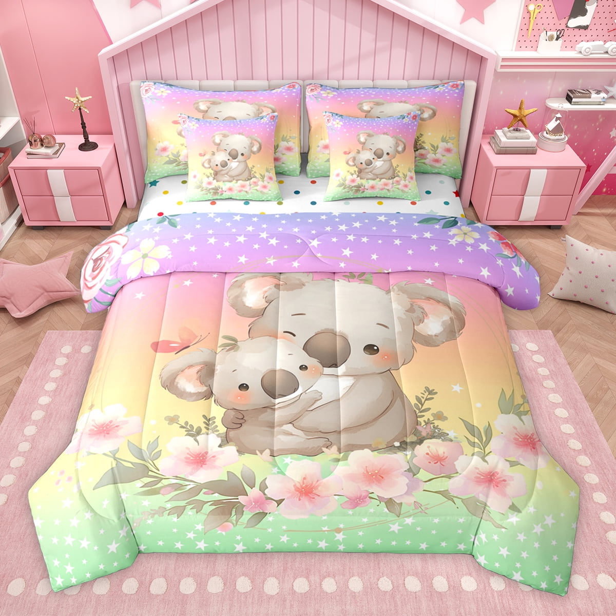 Homewish Cute Cartoon Capybara 7 Pieces Bedding Comforter Set,Pink ...