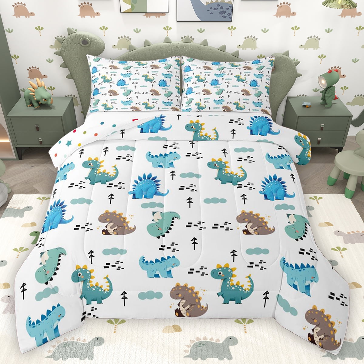 Homewish Cute Cartoon Dinasur Bedding Comforter Set,Wild Animal Twin ...