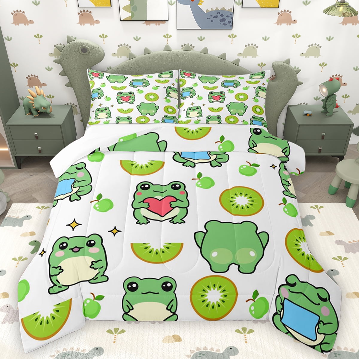Homewish Cute Cartoon Frog Queen Comforter Set,Rustic Animal Bedding ...