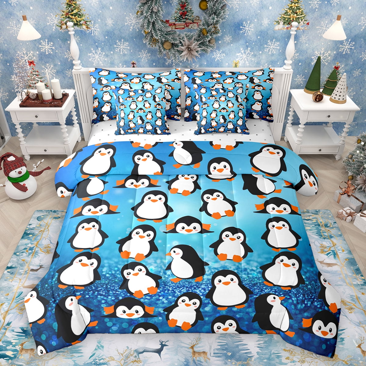 Homewish Cute Cartoon Penguin 7 Pieces Bedding Comforter Set,Antarctic ...