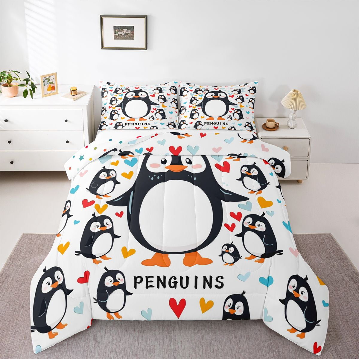 Homewish Cute Cartoon Penguin Bedding Comforter Set,Antarctic Wild ...
