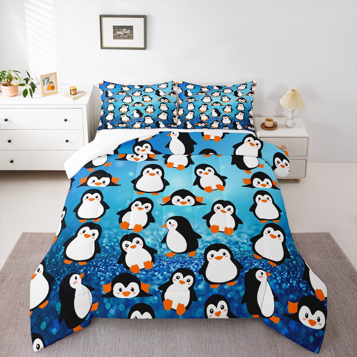 Homewish Cute Cartoon Penguin Bedding Comforter Set,Antarctic Wild ...