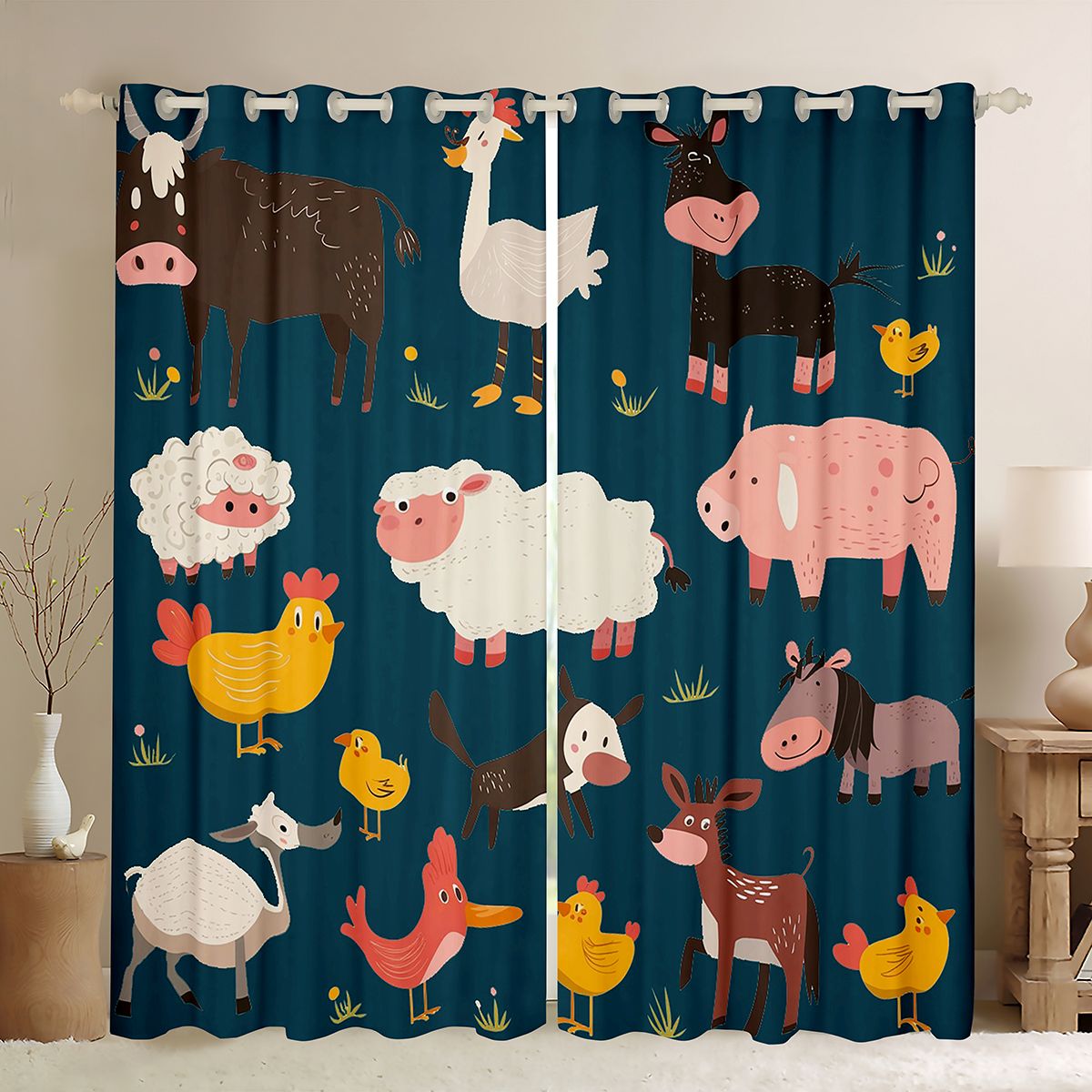 Homewish Cute Cartoon Sheep Curtains Pack of 2 (42x84 Each) for Teen ...