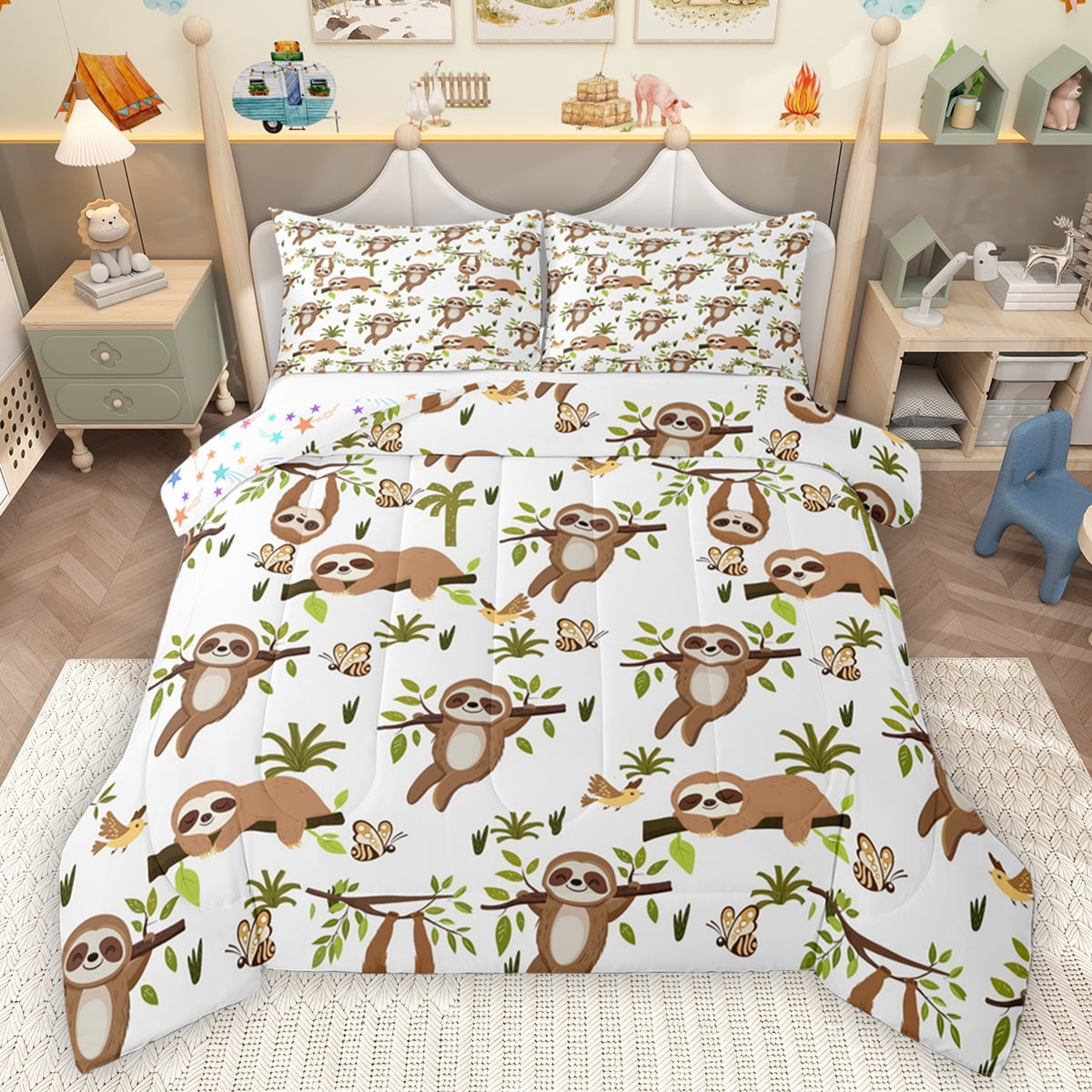 Homewish Cute Cartoon Sloth Bedding Comforter Set,Kawaii Bee Twin ...