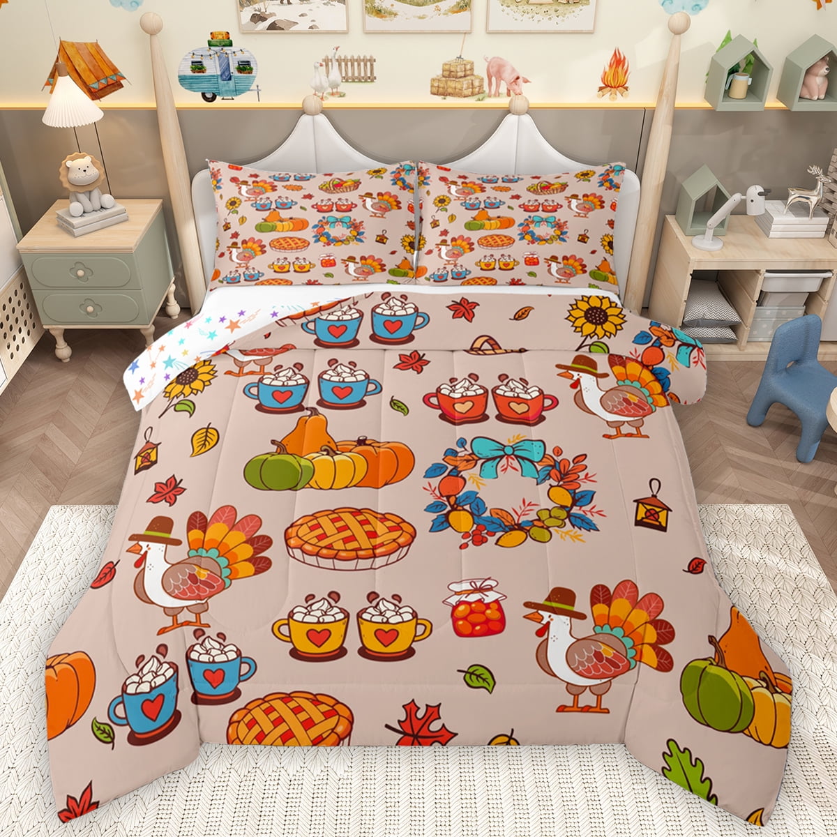 Homewish Cute Cartoon Turkey Full Size Comforter Sets,Happy ...