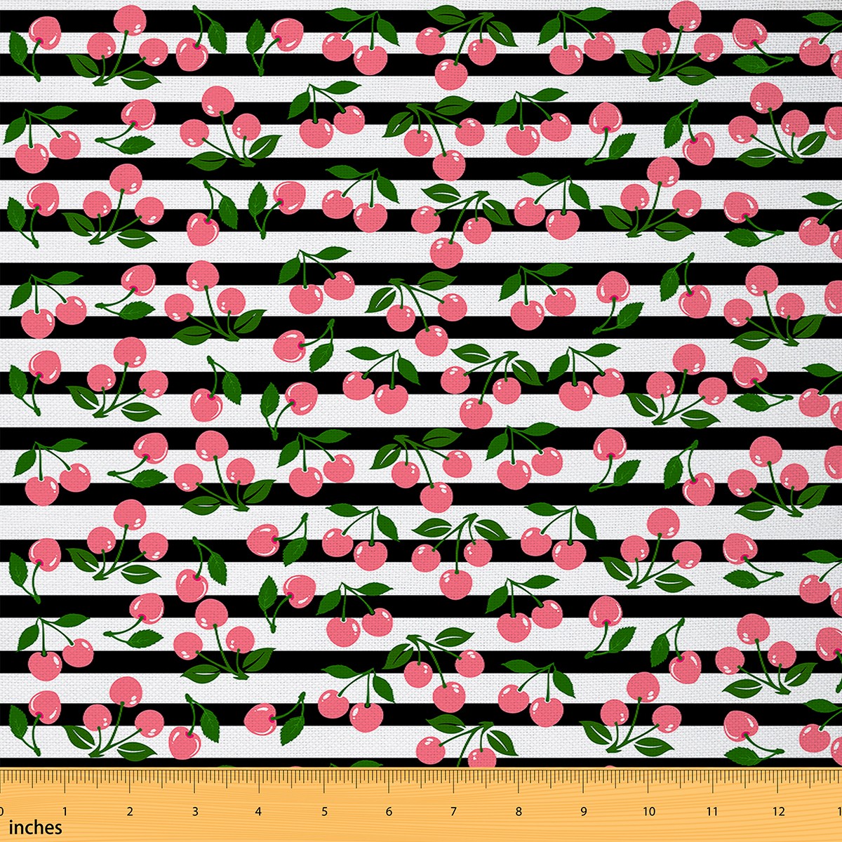 Homewish Cute Cherry Fabric by the Yard 1 Yard,Modern Geometric Stripes ...