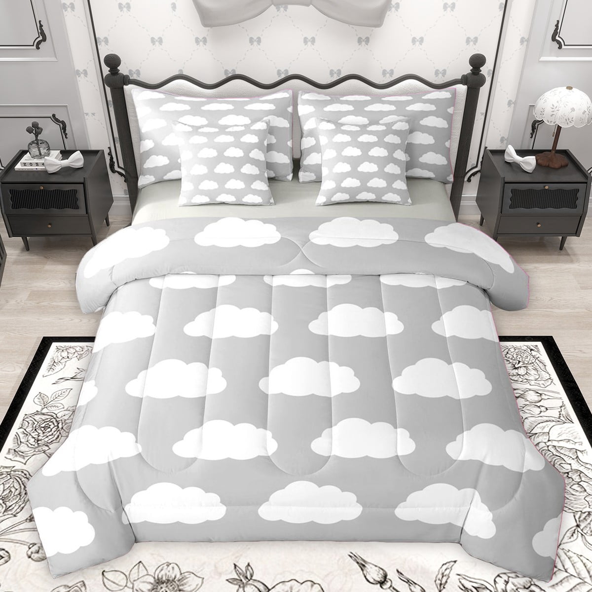 Homewish Cute Cloud Bedding Comforter Set 7pcs for Kids Children Teens ...