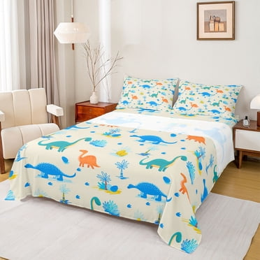 Homewish Cute Cartoon Dinosaur Twin Sheet Sets for Kids, Funny Jungle ...