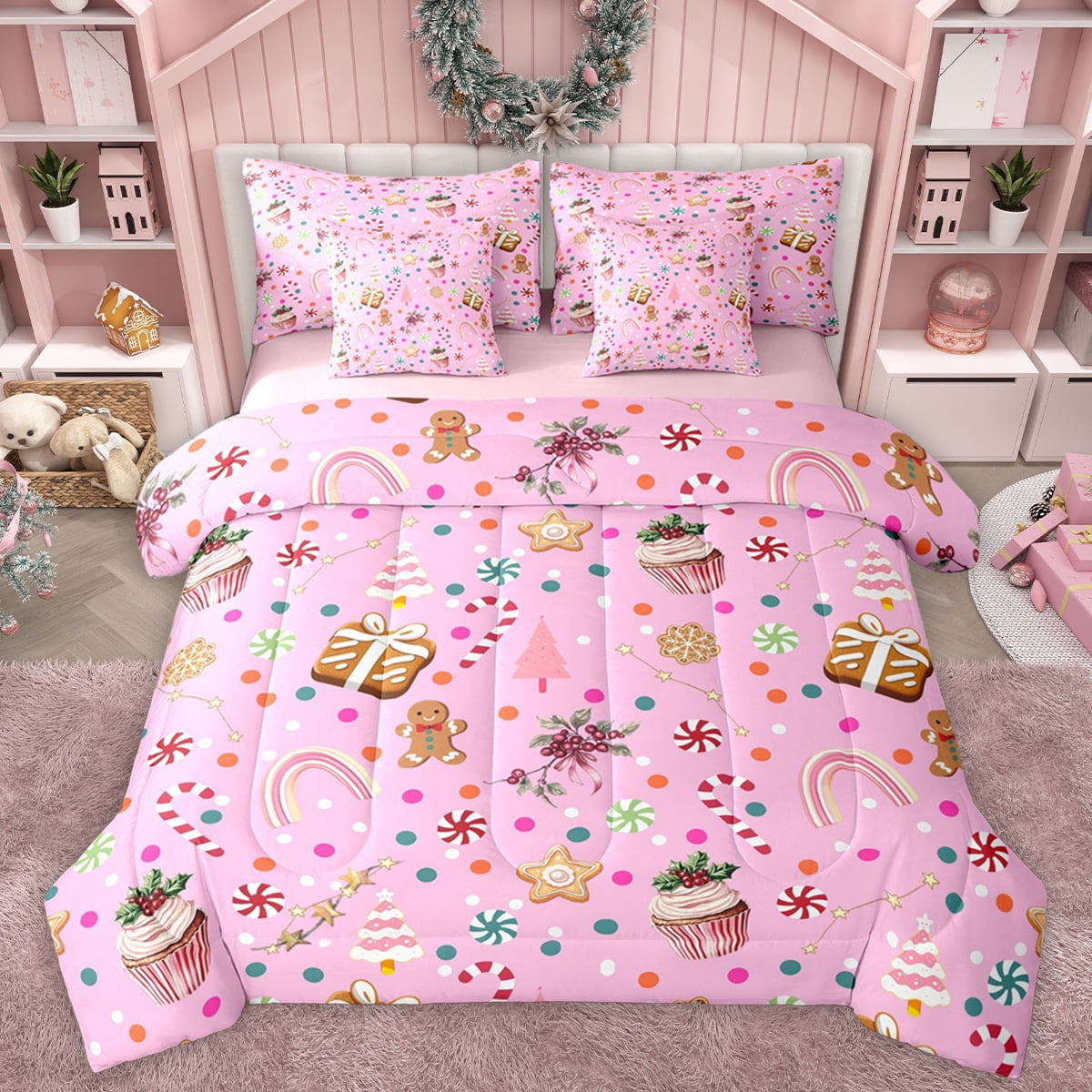 Homewish Cute Gingerbread Man Bedding Comforter Set 7 Pieces, Yummy ...