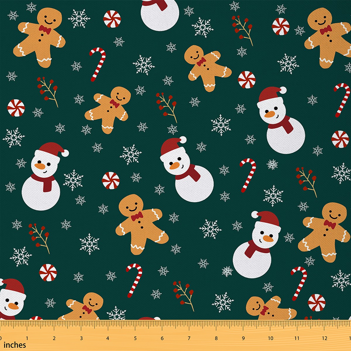 Homewish Cute Gingerbread Man Fabric by the Yard 1 Yard,Merry Christmas ...