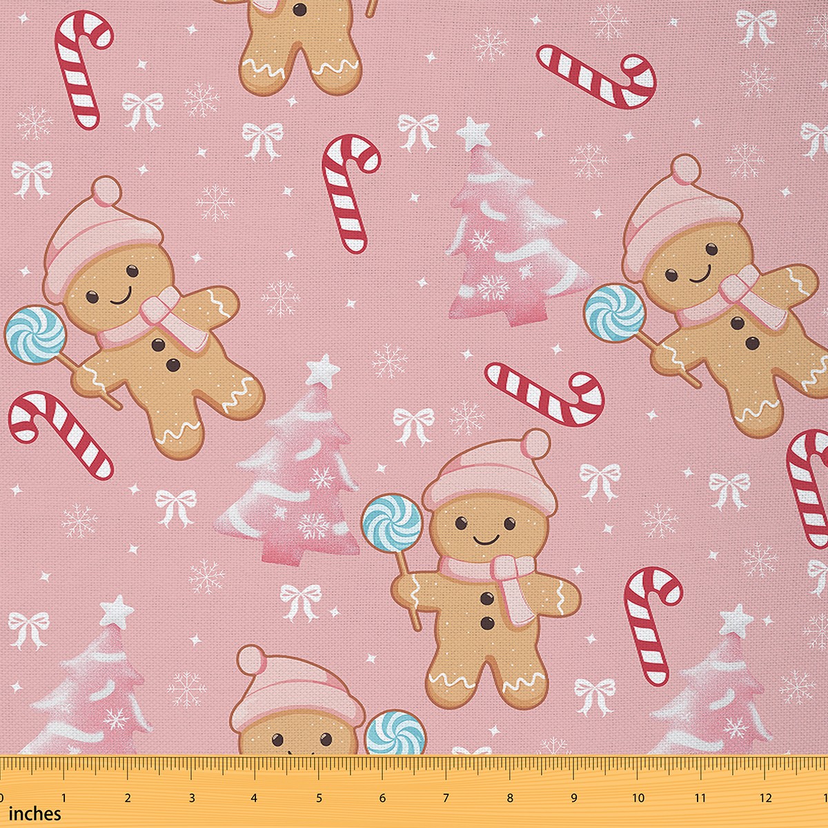 Homewish Cute Gingerbread Man Fabric by the Yard 2 Yard,Merry Christmas ...