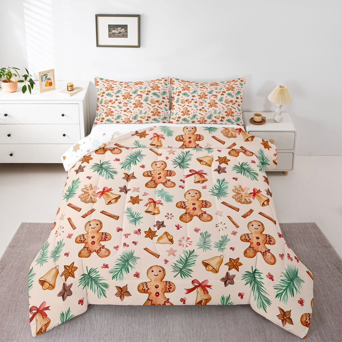 Homewish Cute Gingerbread Man Full Size Comforter Sets,Merry Christmas ...