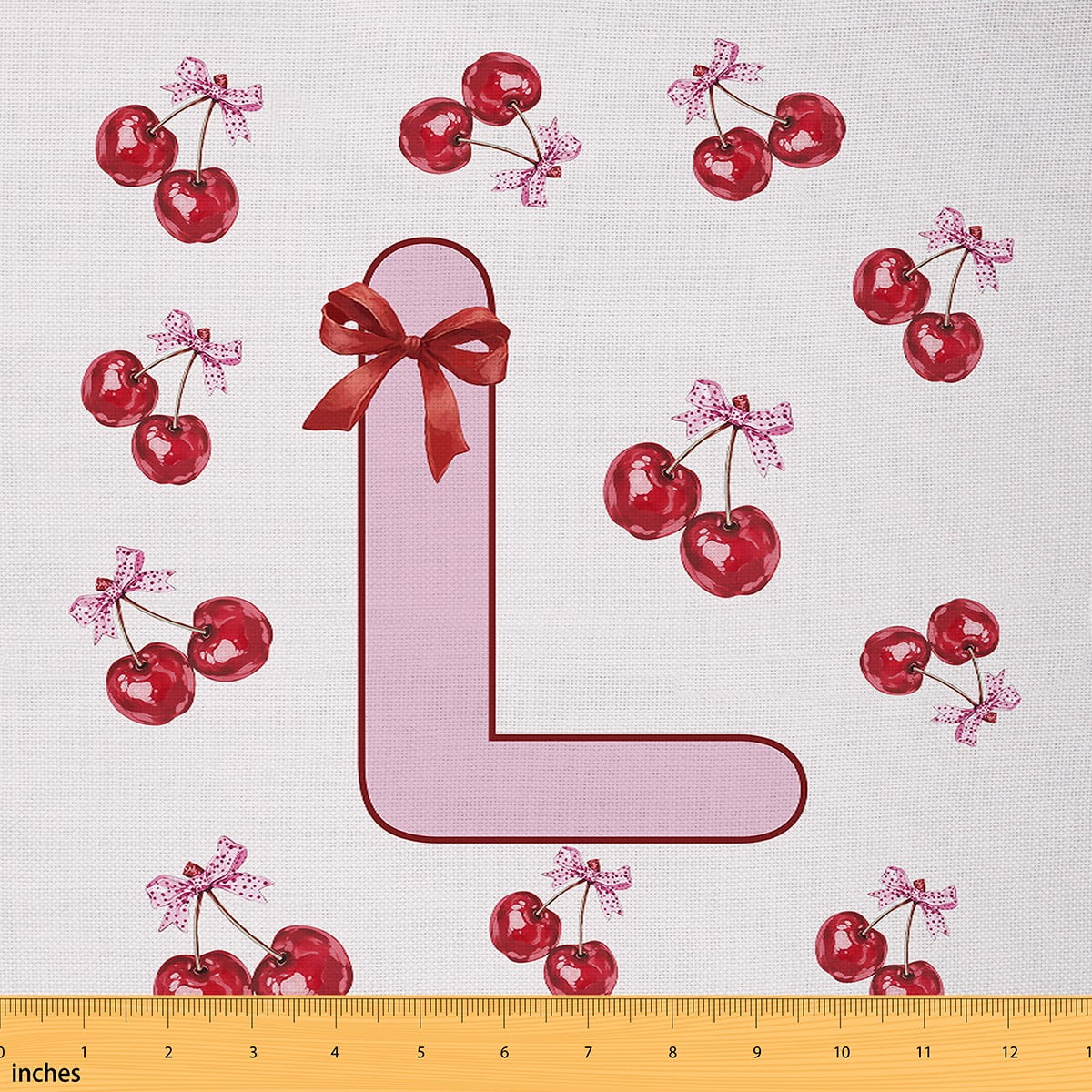 Homewish Cute Initial L Letter 01, Cartoon Cherry Bow Ribbon Room Decor ...