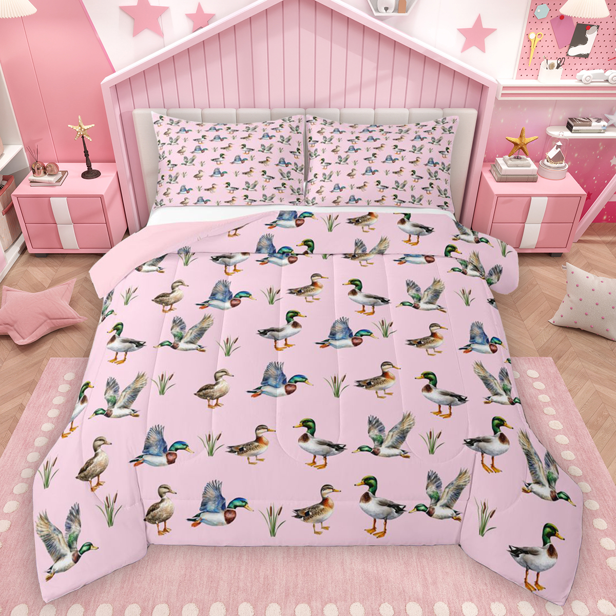 Homewish Cute Mallard Duck Queen Comforter Set,Country Farmhouse Lodge ...