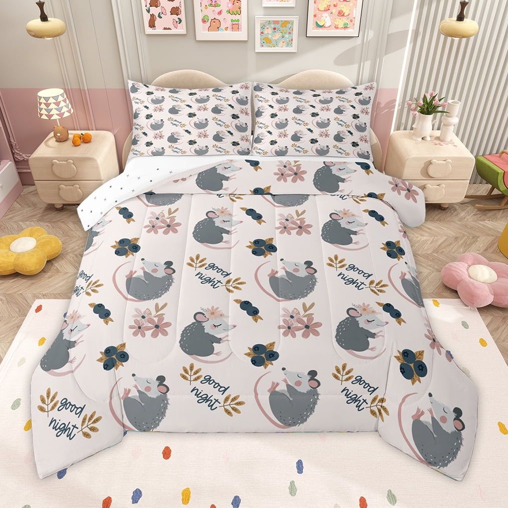Homewish Cute Mouse Bedding Comforter Set,Good Night Twin Comforter ...