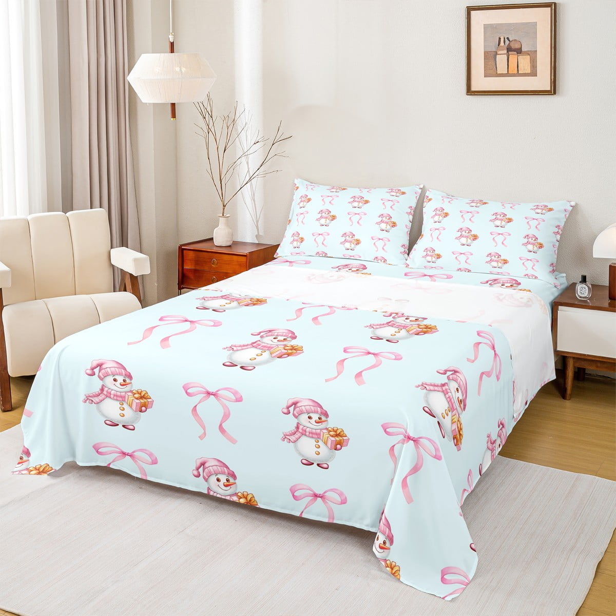Homewish Cute Princess Ribbon Full Size Sheets for Kid, Magic Winter ...