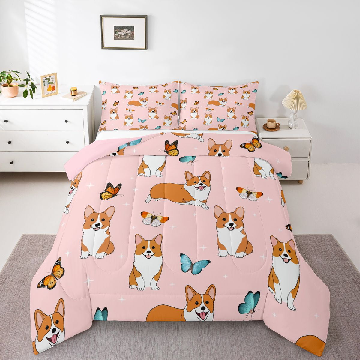 Homewish Cute Pug Dog Bedding Comforter Set for Child, Dreamy Jungle ...