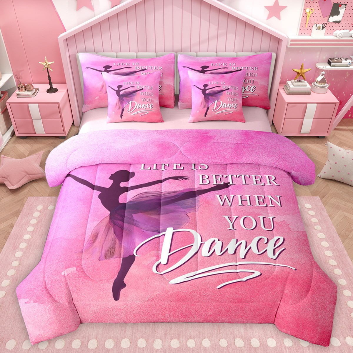 Homewish Dance Ballet Girl Twin Bedding Sets 7-Piece for Female Men ...