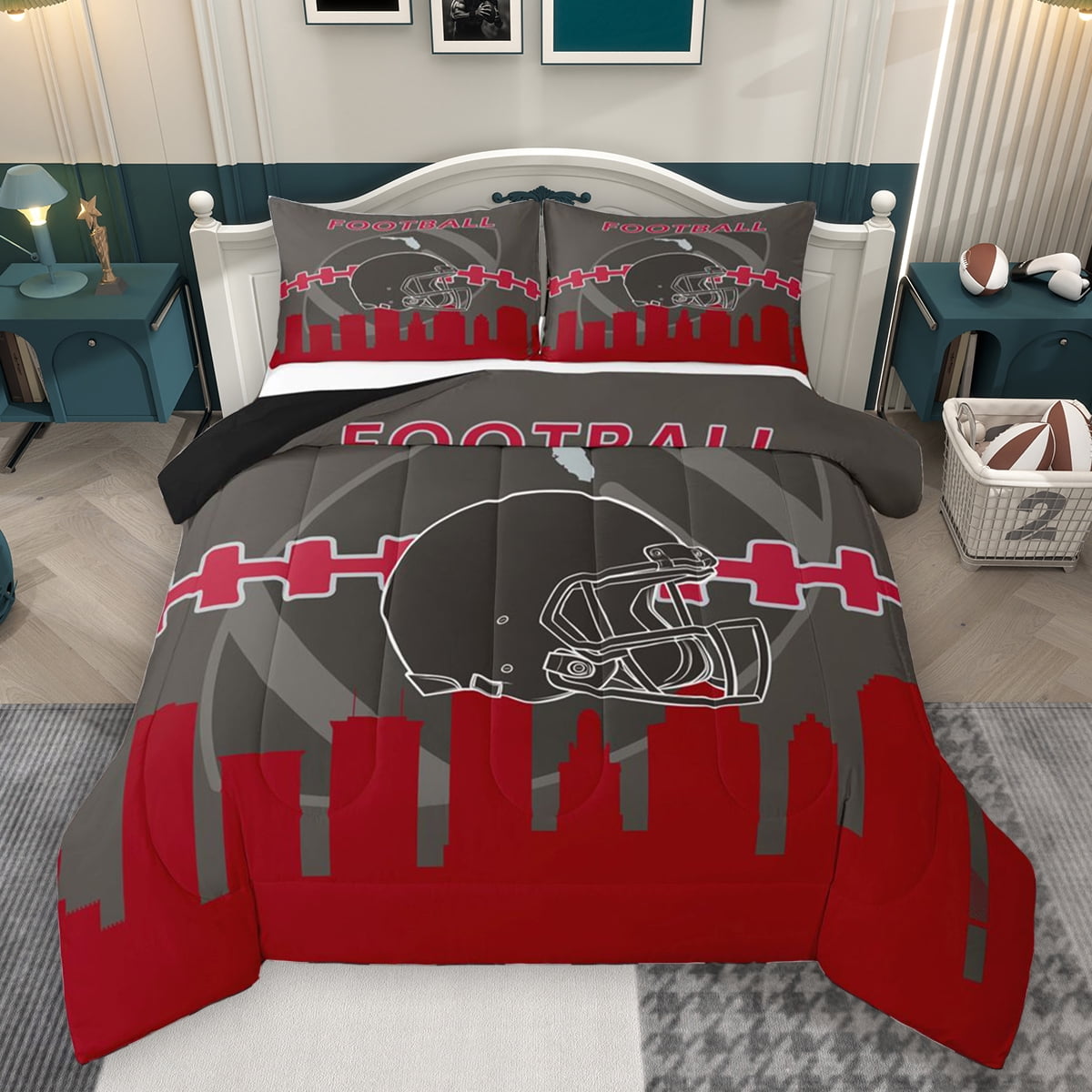 Homewish Dimgrey Crimson Sports Full Size Comforter Sets, Cartoon ...