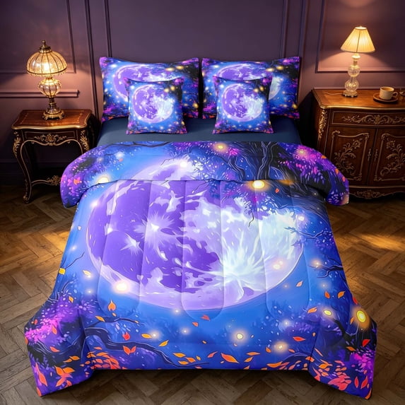 Homewish Dreamy Crescent Moon King Bedding, Magical Jungle King Bed in ...