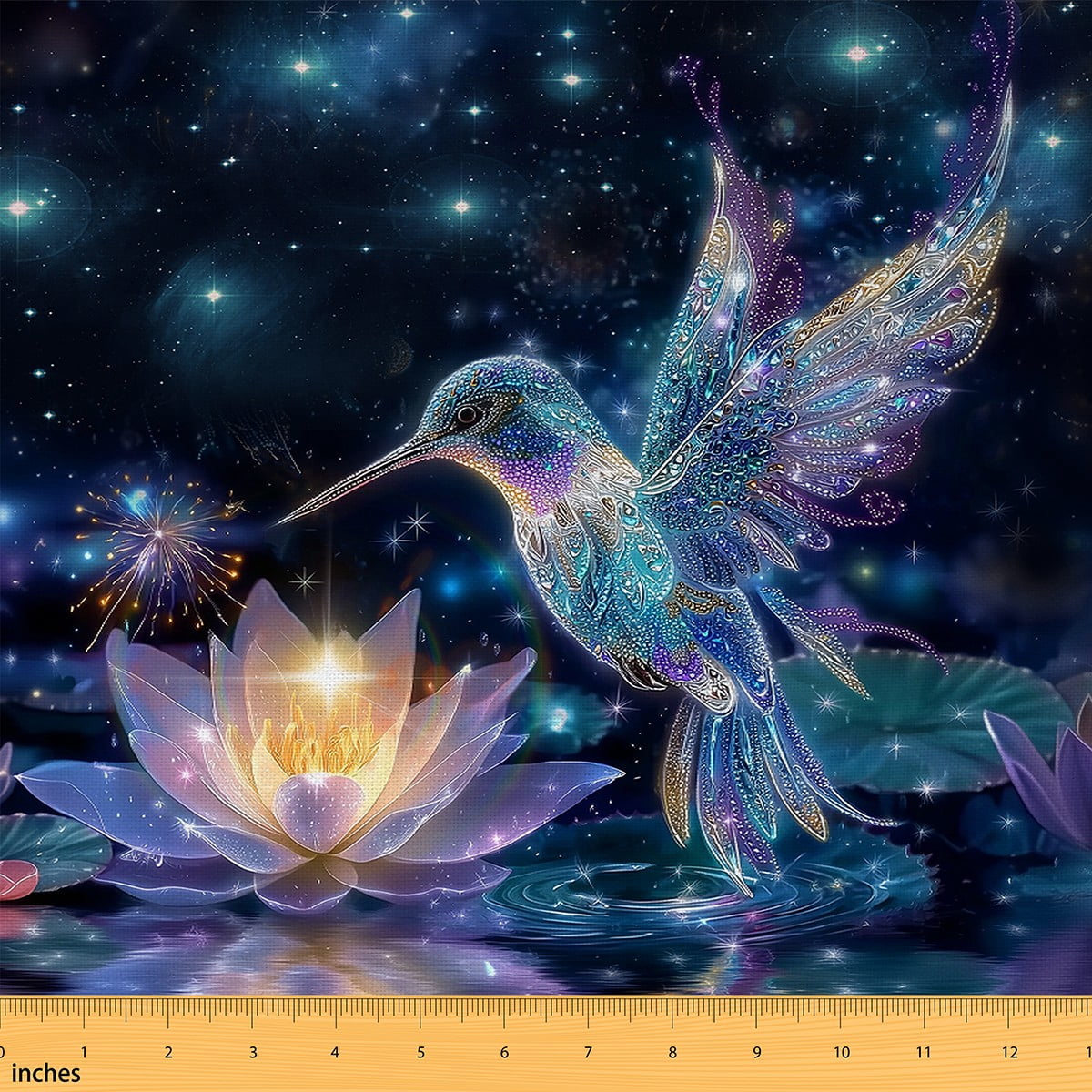Homewish Dreamy Glitter Hummingbird Fabric by the Yard 1 Yard, Bling ...