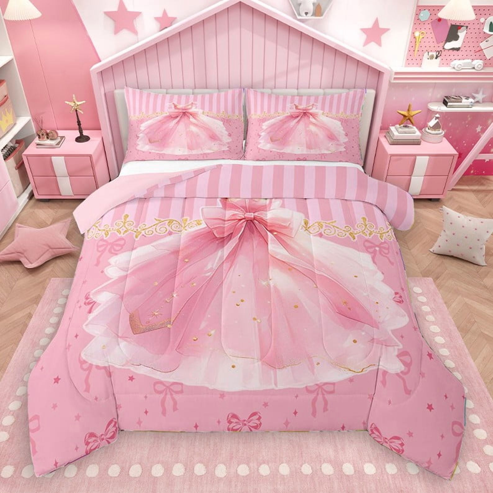 Homewish Dreamy Princess Dress 3 Pieces Queen Comforter Set for Teens ...