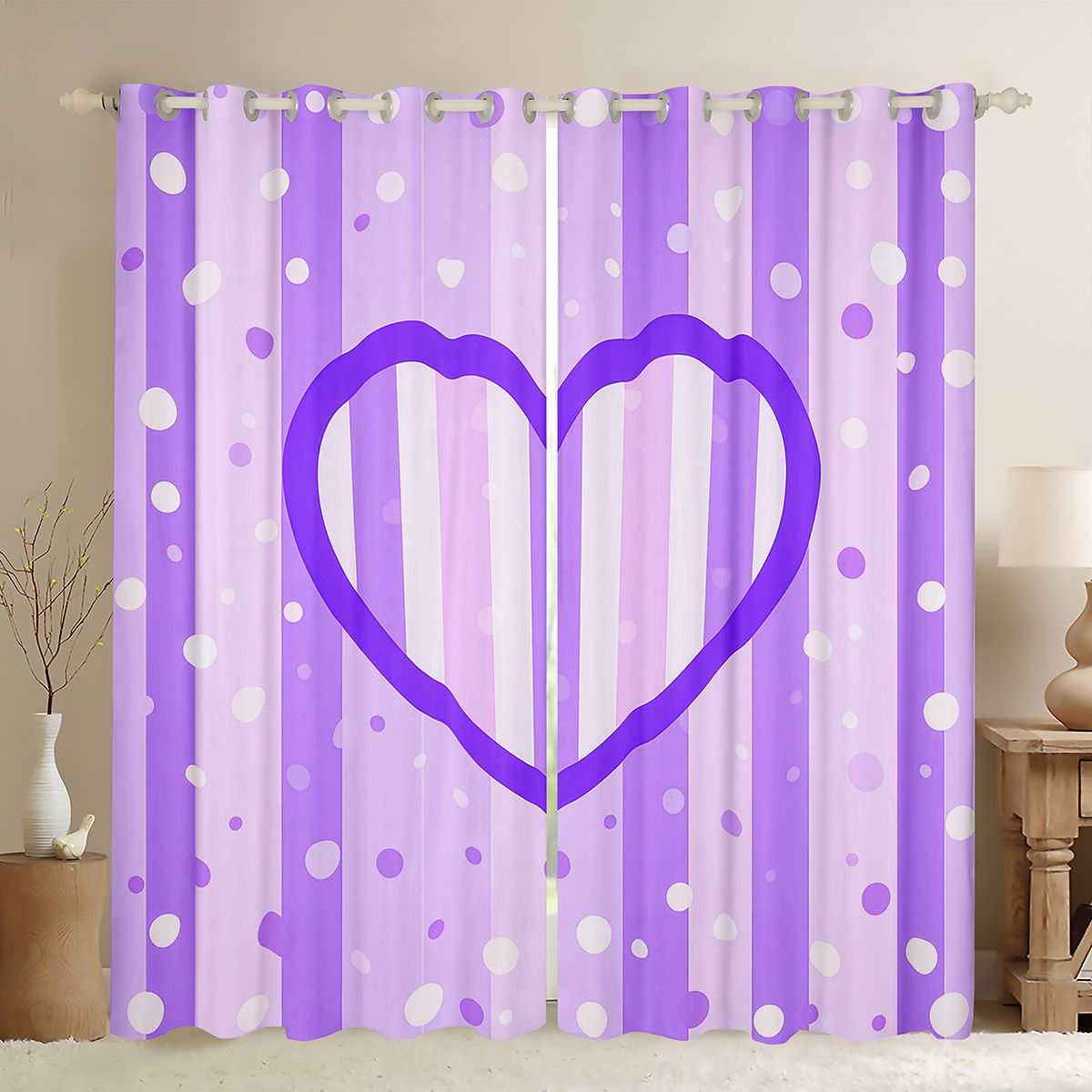 Homewish Dreamy Purple Cartoon Curtains Pack of 2 (42x84 Each) for Kids ...