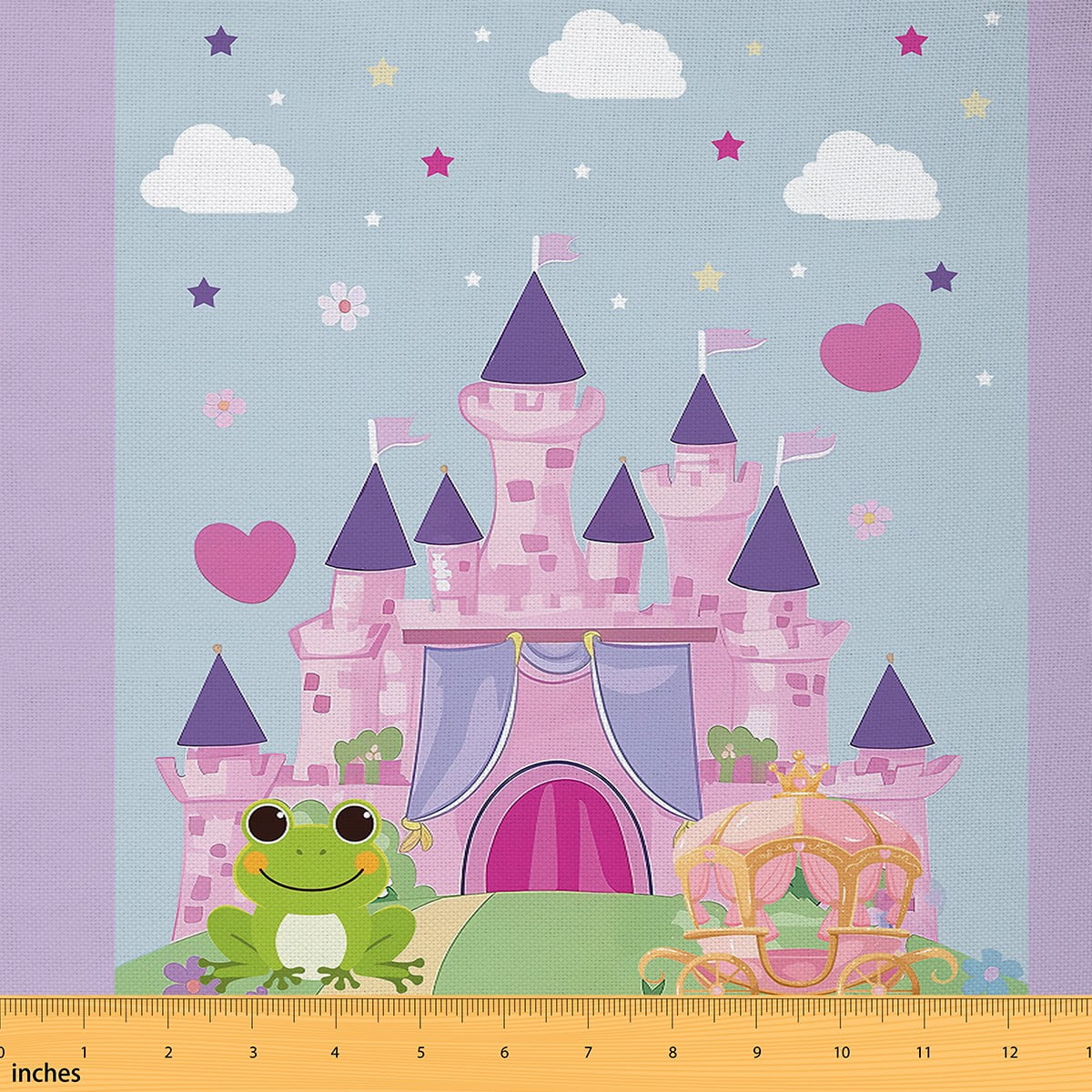 Homewish Dreamy Purple Castle Fabric by the Yard 1 Yard, Kawaii Frog ...