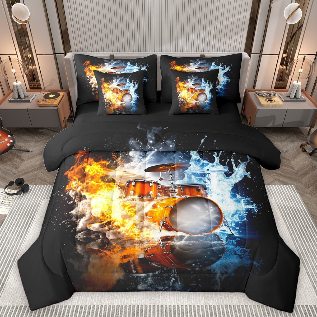 Homewish Drum Set 7 Pieces Bedding Comforter Set For Female Men Adults ...