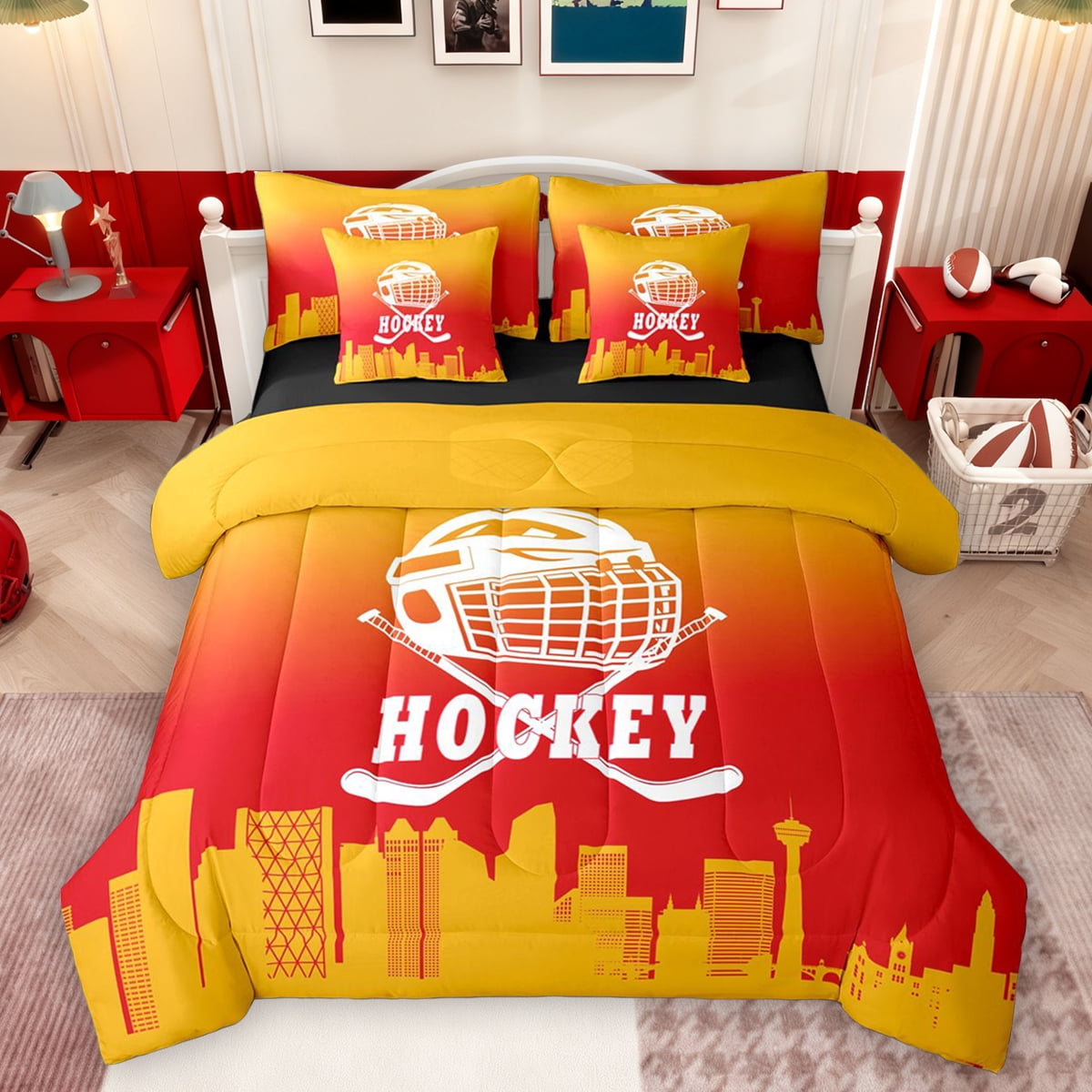 Homewish Est Hockey Sleep Bedding Comforter Set 7 Pieces for Child ...