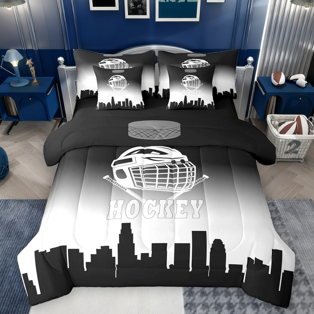 Homewish Est Hockey Sleep Bedding Comforter Set 7pcs for Child, Modern ...