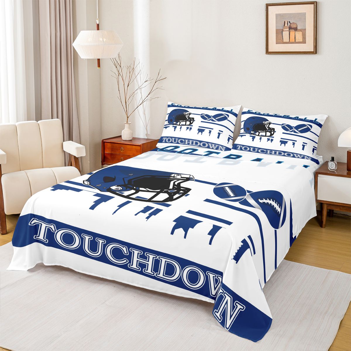 Homewish Est Soccer Sleep Bed Sheets for Boys, Ball Game Sports King ...