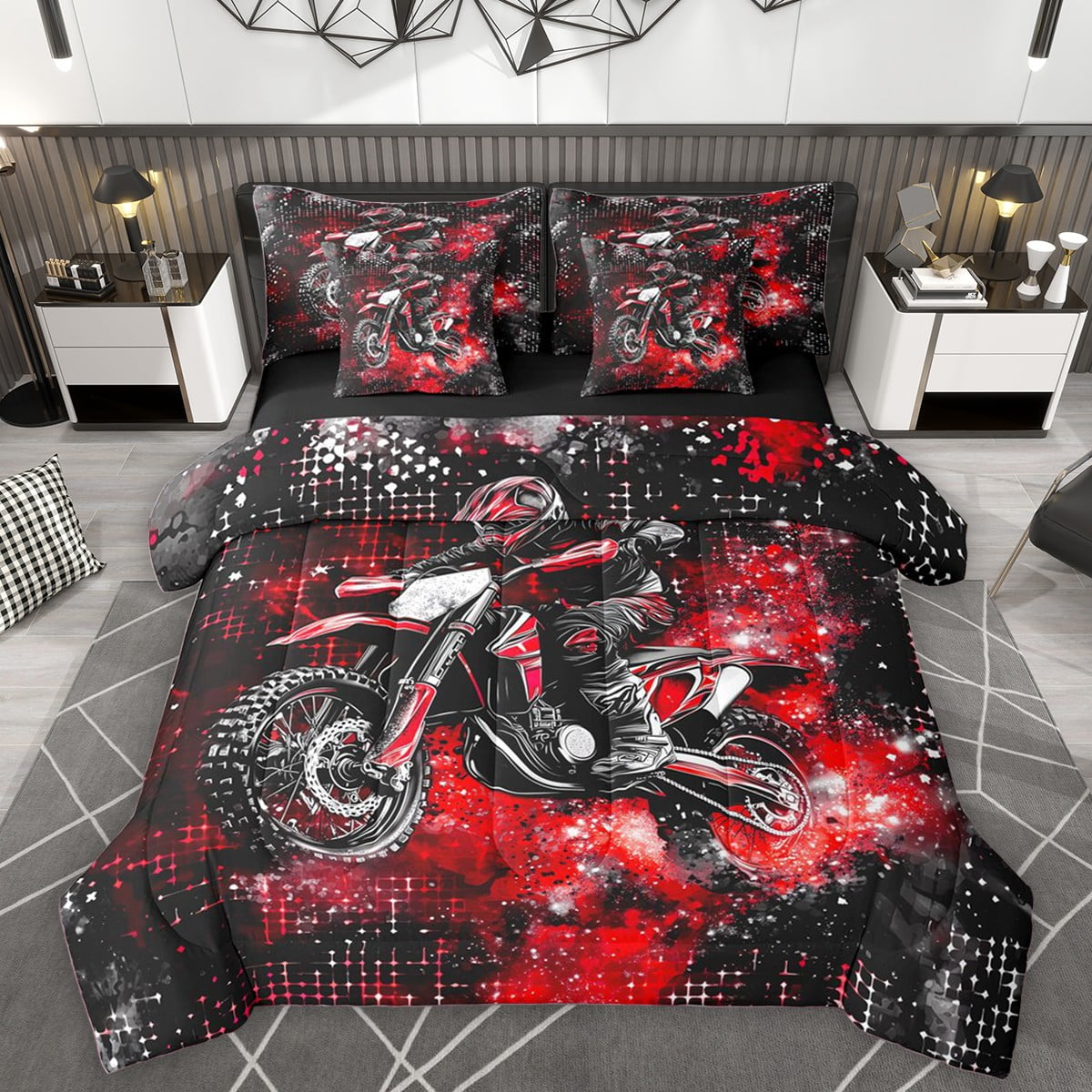 Homewish Extreme Sport Motocross 7-Piece Twin Bedding Sets For Adults ...