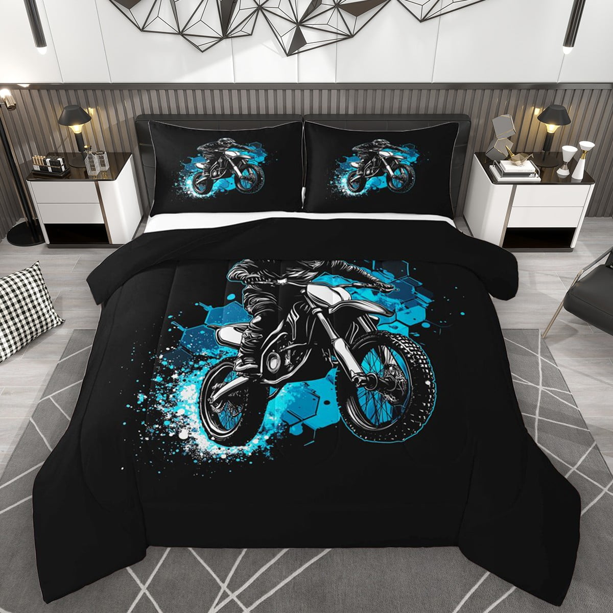 Homewish Extreme Sport Motorcycle 3-Piece Full Size Comforter Sets For ...