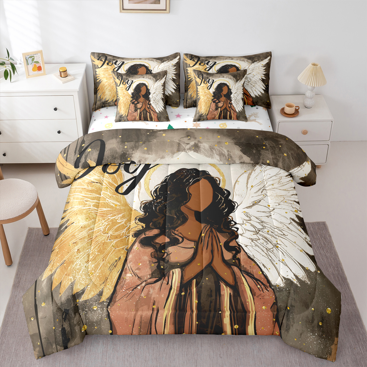Homewish Fairy Elf Angel 7-Piece Bedding Comforter Set for Teens Girls ...