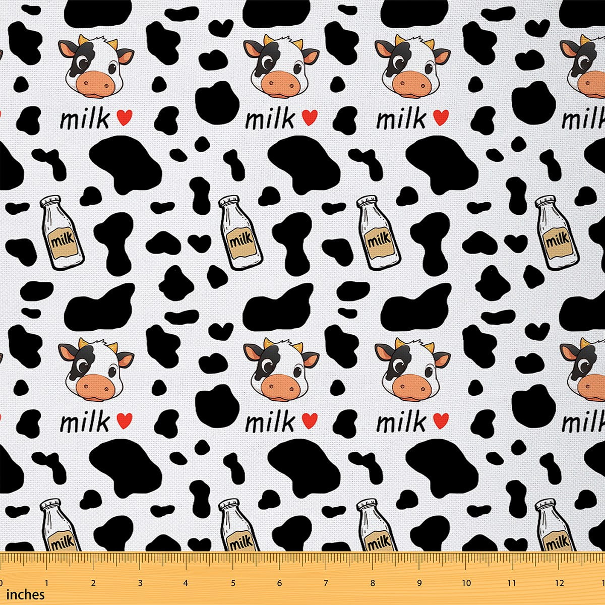 Homewish Farm Animal Cattle Fabric by the Yard 1 Yard,Cow Milk Home ...