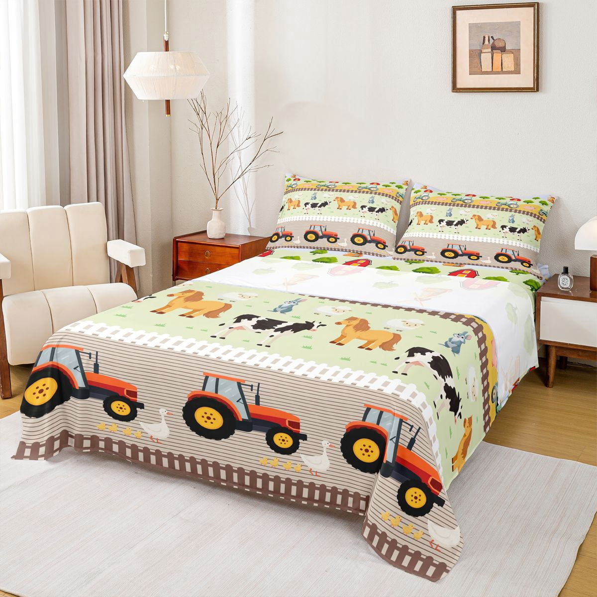 Homewish Farm Animal Horse Full Size Sheets,Rustic Farmhouse Cabin Bed ...