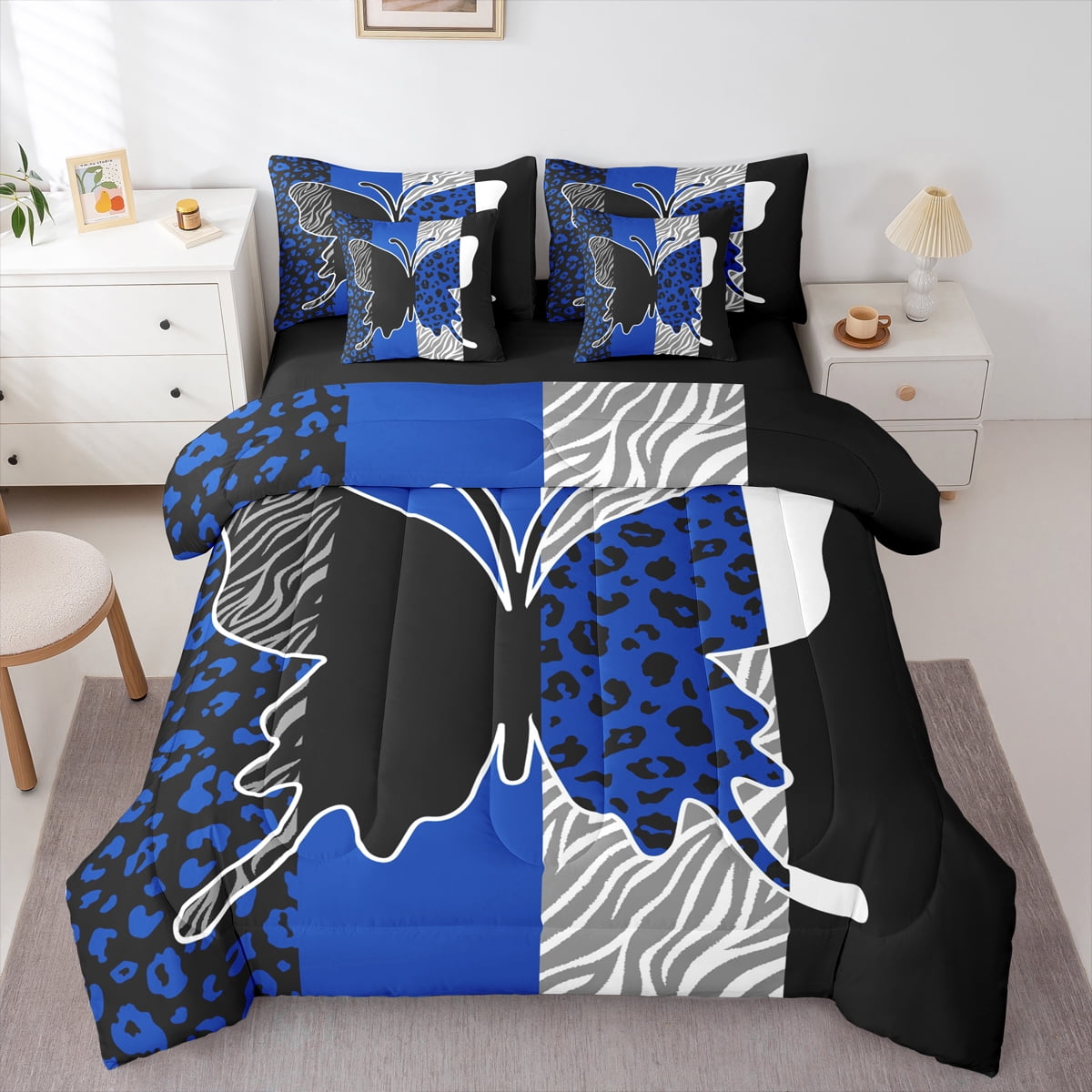 Homewish Fashion Butterfly Teens Bedding Comforter Set 7 Pieces, Modern ...